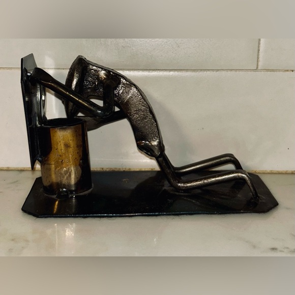 Art | Roland Metal Art Iron Welded Railroad Spike Hugging The Toilet 6 ...